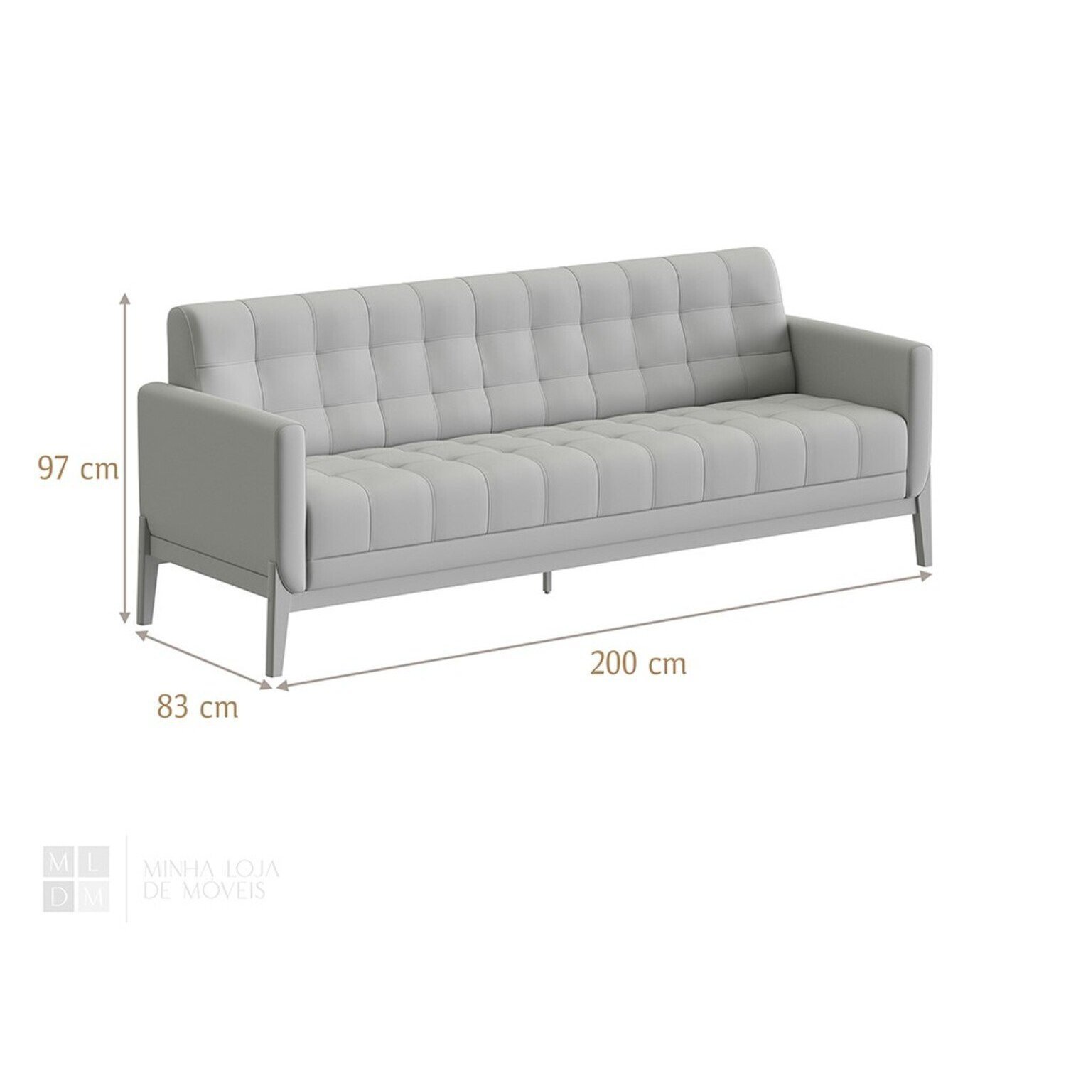 Sofá para Sala de Estar 3 Lugares 200cm Brooks | MadeiraMadeira