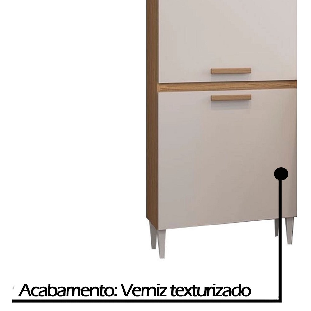 Armário de Cozinha Compacta 4 Portas Off White/Castanho Aramóveis Naomi ...