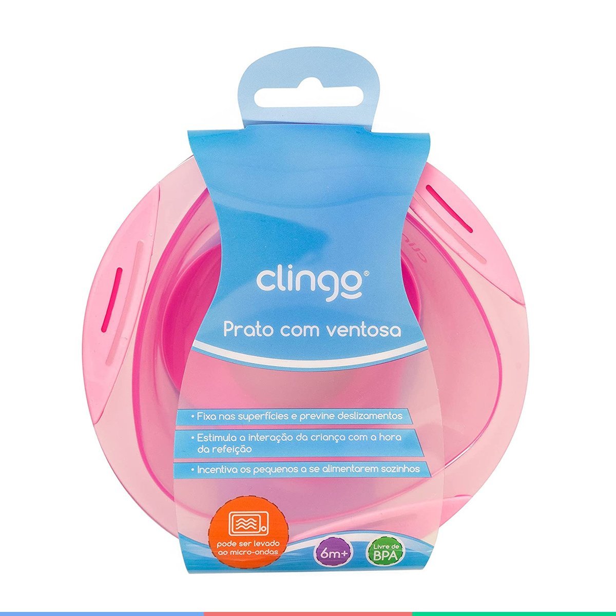 Prato Fundo Infantil Bordas de Silicone Com Ventosa 330ml Rosa Clingo ...