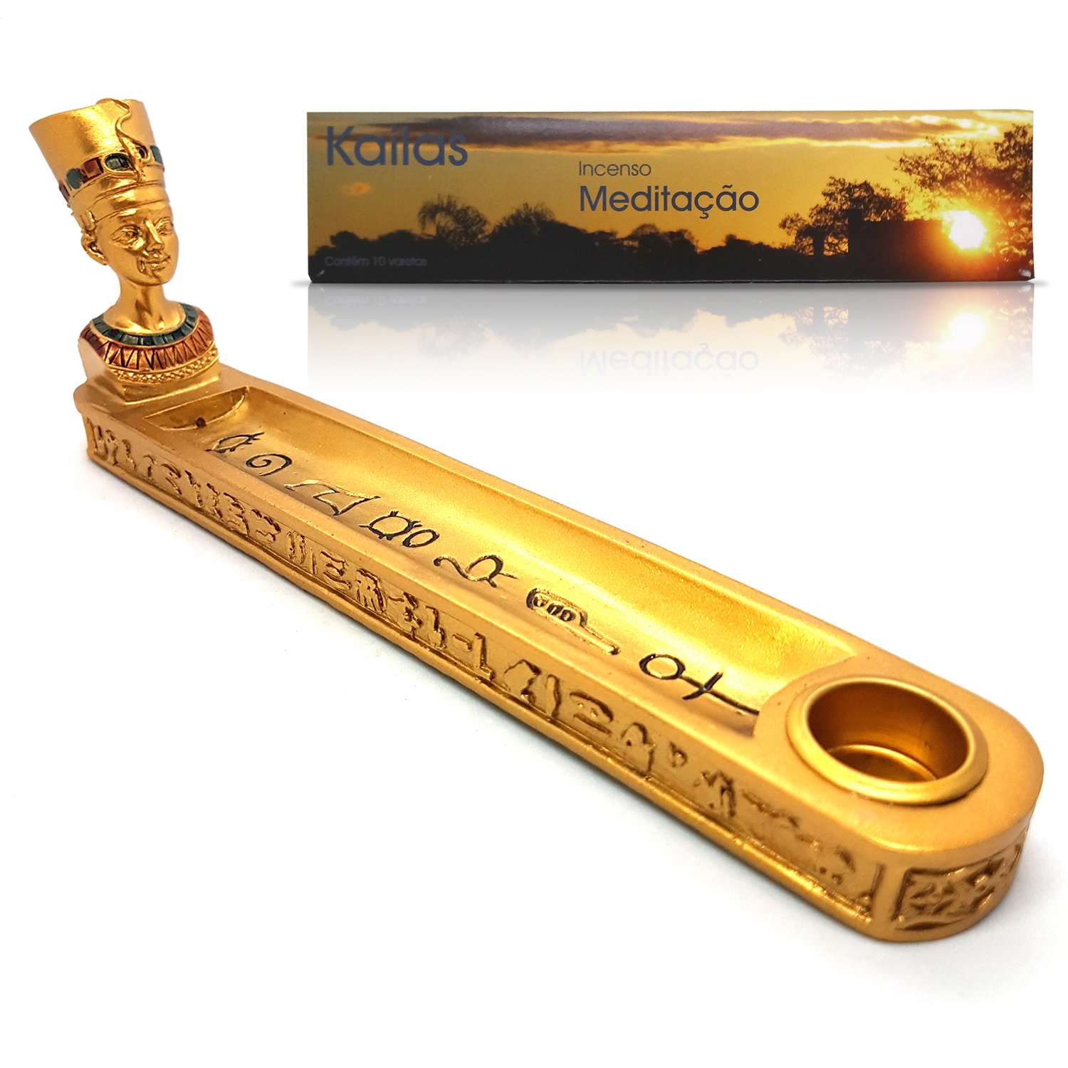 KIT Incensário Egípcio Incenso Meditação 10 varetas | MadeiraMadeira