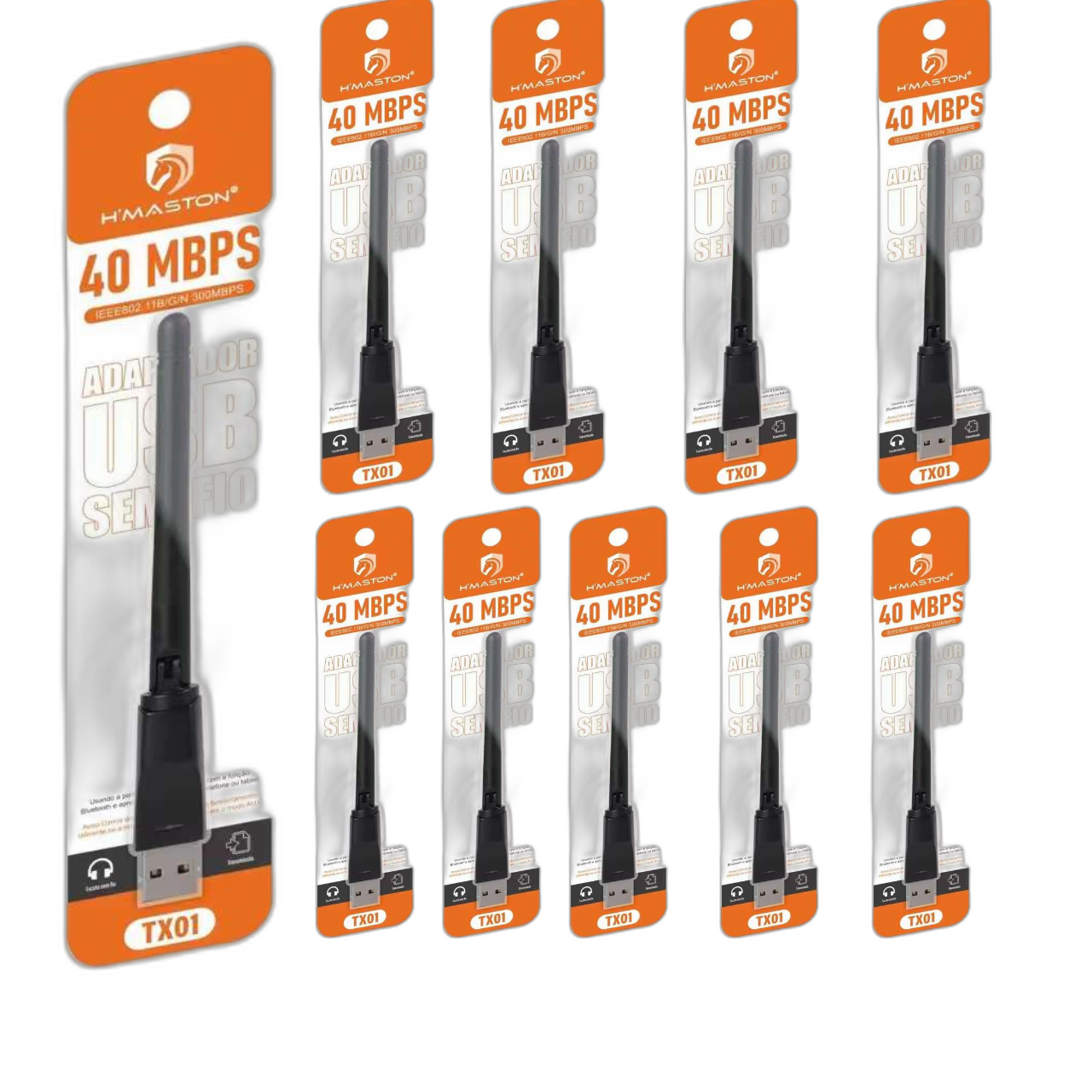 Kit 10 Adaptadores Wifi Receptor Wireless Usb Antena 40mbps Tx01 ...