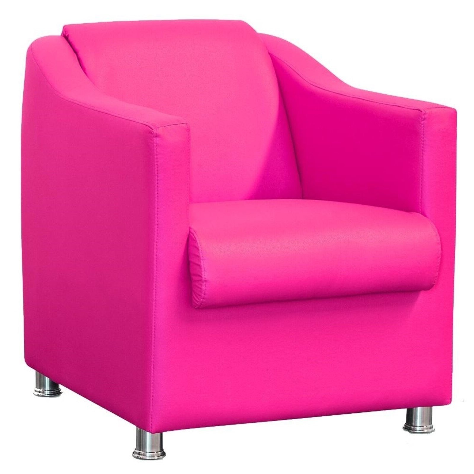 Poltrona Decorativa Biane Couro Rosa Pink Pés Cromado Mz Decor ...