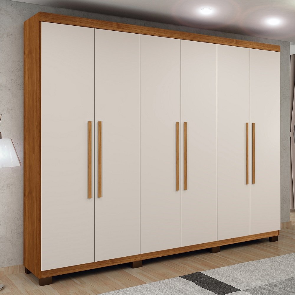 Roupeiro Casal Master 6 Portas 4 Gavetas Benetil - Cinamomo/Off White | MadeiraMadeira