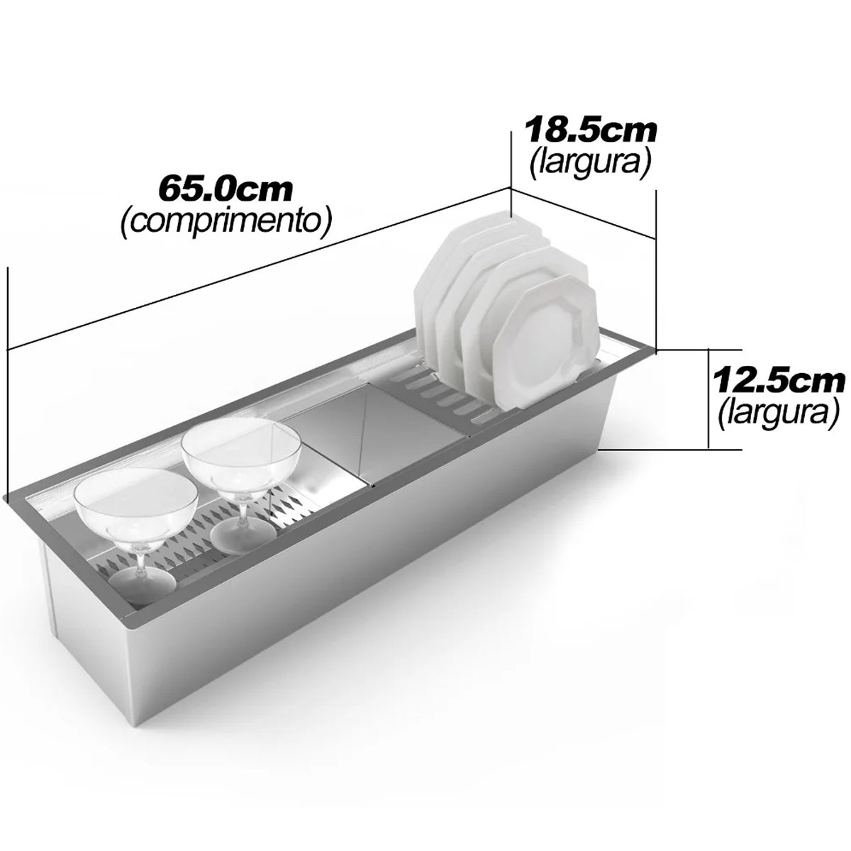 Calha Úmida Embutida Sobreposta Pia de Cozinha em Inox Escorredor de ...
