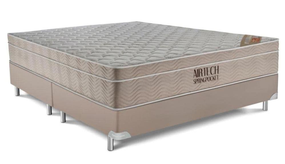 Cama Box Super King Ortobom + Colchão Airtech Springpocket 193x203x61 ...