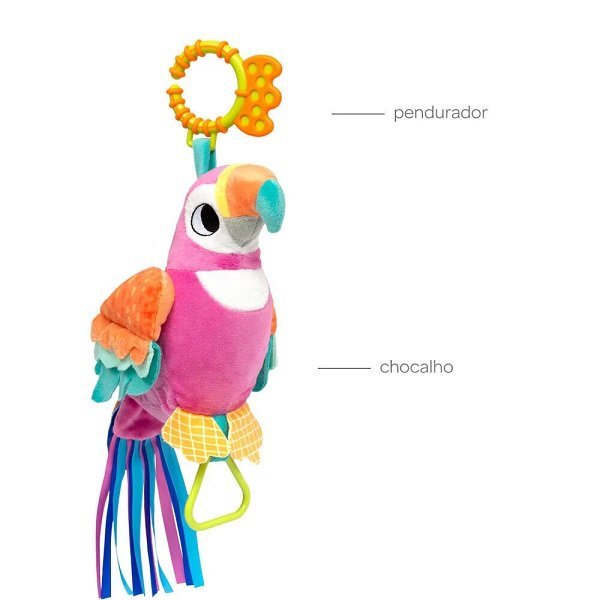 Pelucia Papagaia Lala Rosa Chocalho Buba 18048 | MadeiraMadeira