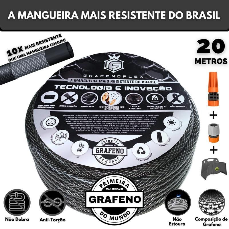 Mangueira de Jardim Super Flexível 20 Metro e Suporte - Gf | MadeiraMadeira