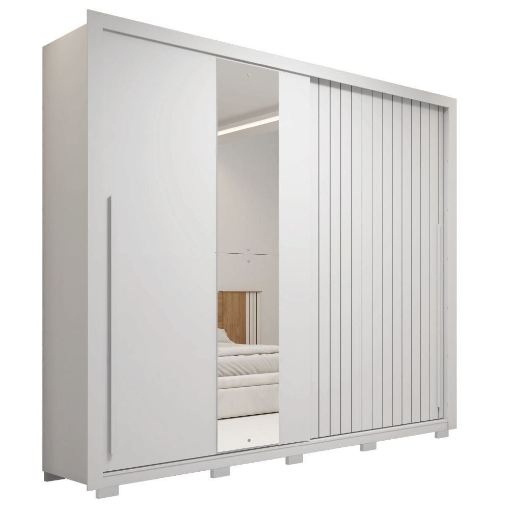 Guarda Roupas Casal com Ripado e Espelho 2 Portas 4 Gavetas Eloa Branco ...