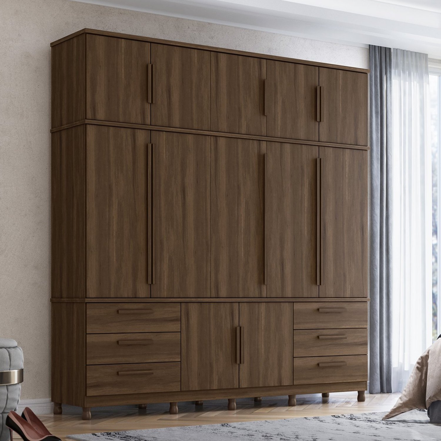 Guarda Roupas Casal 12 Portas 6 Gavetas Titan | MadeiraMadeira