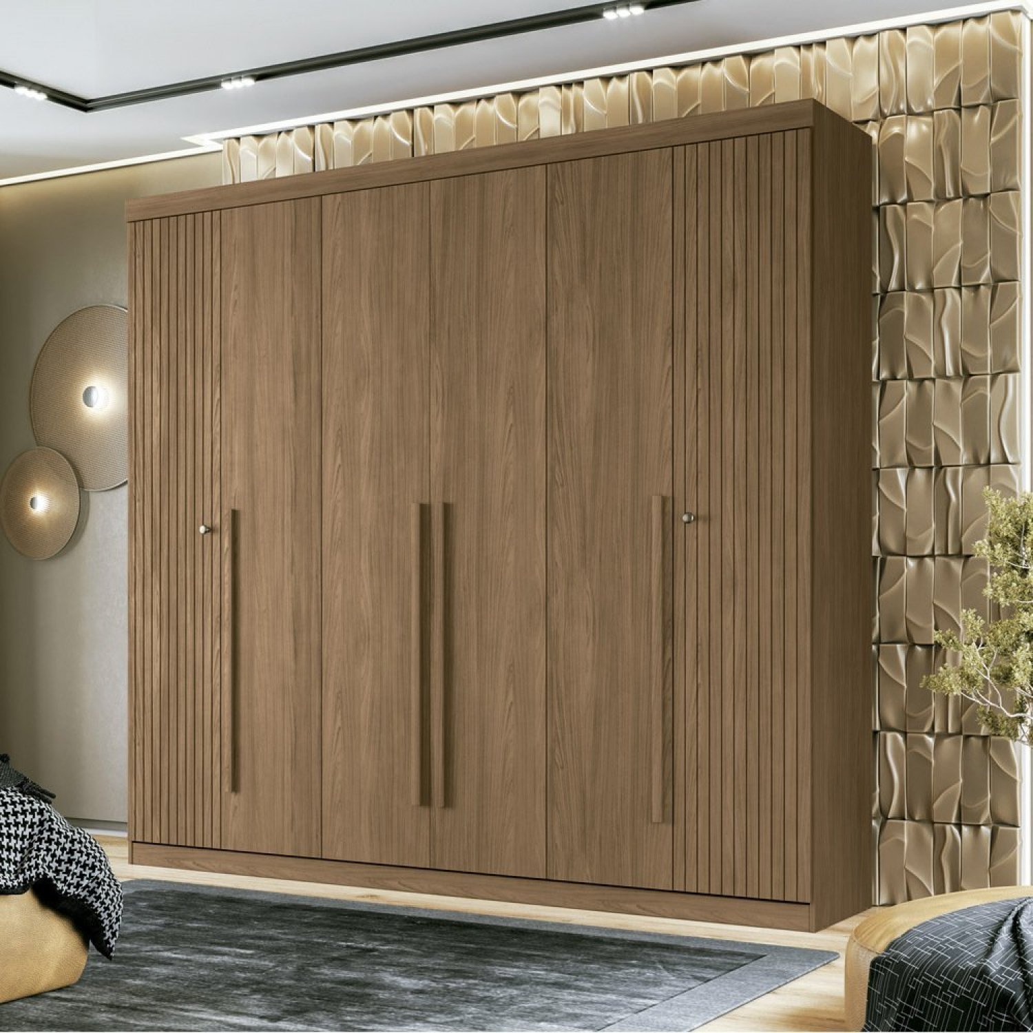 Guarda Roupa Casal Ripado 6 Portas 4 Gavetas Antony | MadeiraMadeira