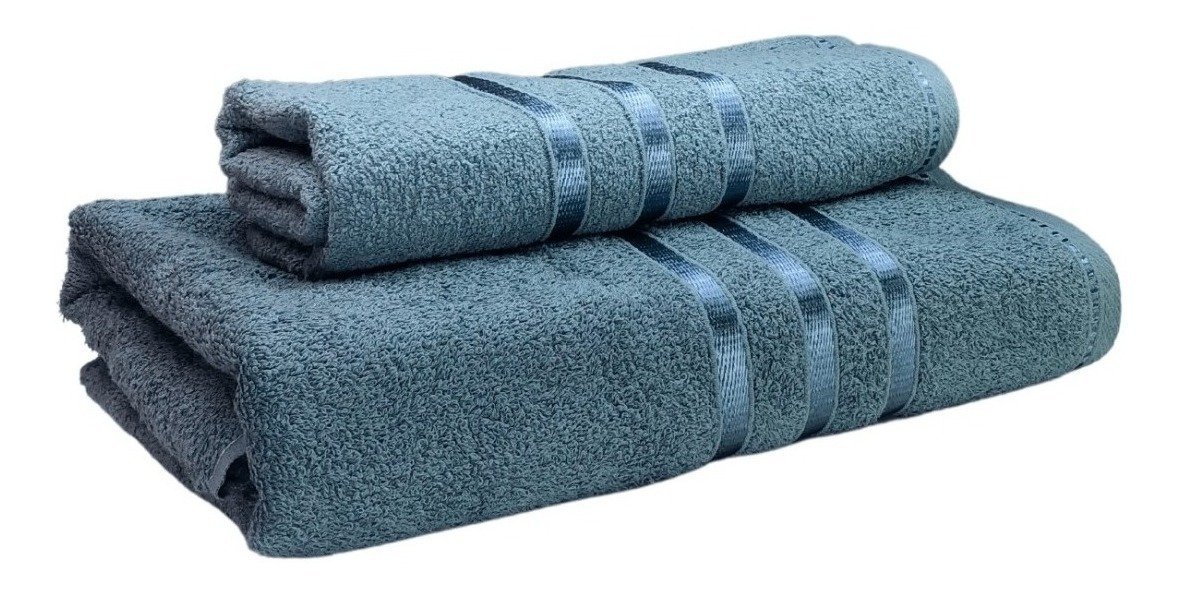 Toalha Banho e Toalha de Rosto Florença 100% Algodão Azul | MadeiraMadeira