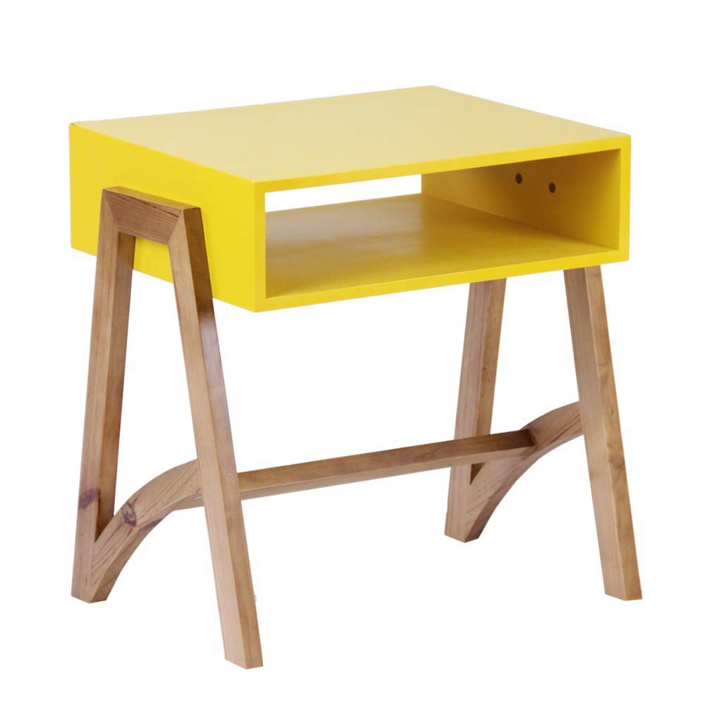 Mesa de Cabeceira Borogodó 60x45cm - Amarela | MadeiraMadeira