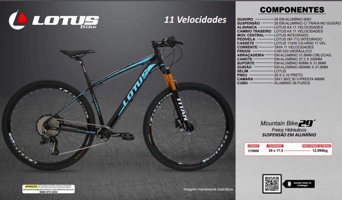 Bicicleta Aro 29 Lotus Aluminio Hidráulico Xr 11v Tam. 17.5 ...