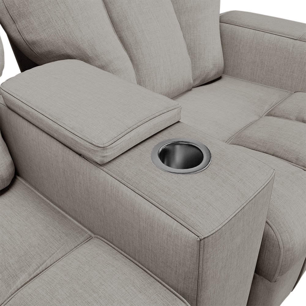 Poltrona Reclinável 2 Lugares para Sala de Cinema Pequim Linho Bege ...