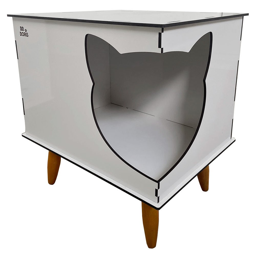 Casinha Cat Line Pet Gato Premium MDF Pés Palito Champagne - Desk ...
