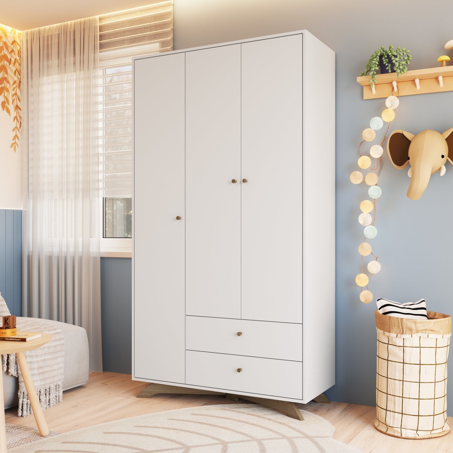 Guarda Roupas Infantil 3 Portas 2 Gavetas Affetto | MadeiraMadeira