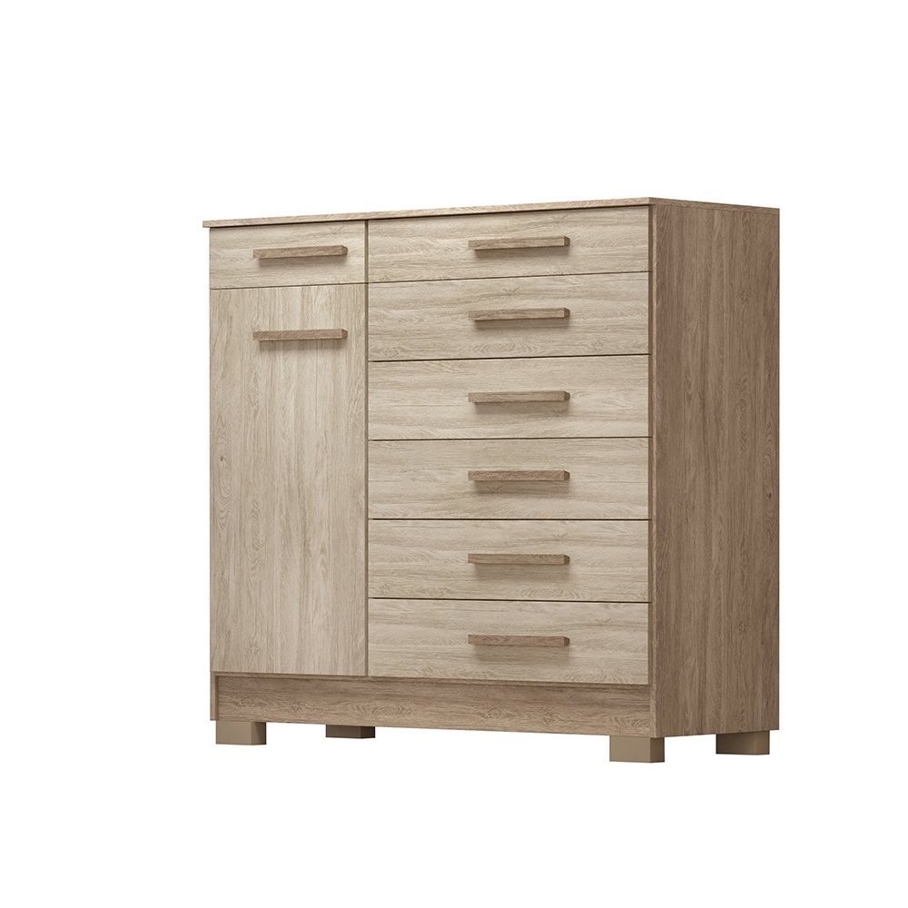 Cômoda Sapateira com pés Jade 7 Gavetas Nogal/ Vanilla | MadeiraMadeira