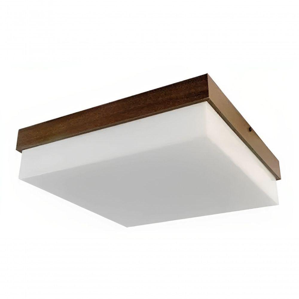 Luminaria Plafon de Sobrepor Quadrado Acrilico 30x30 com Madeira Mdf ...