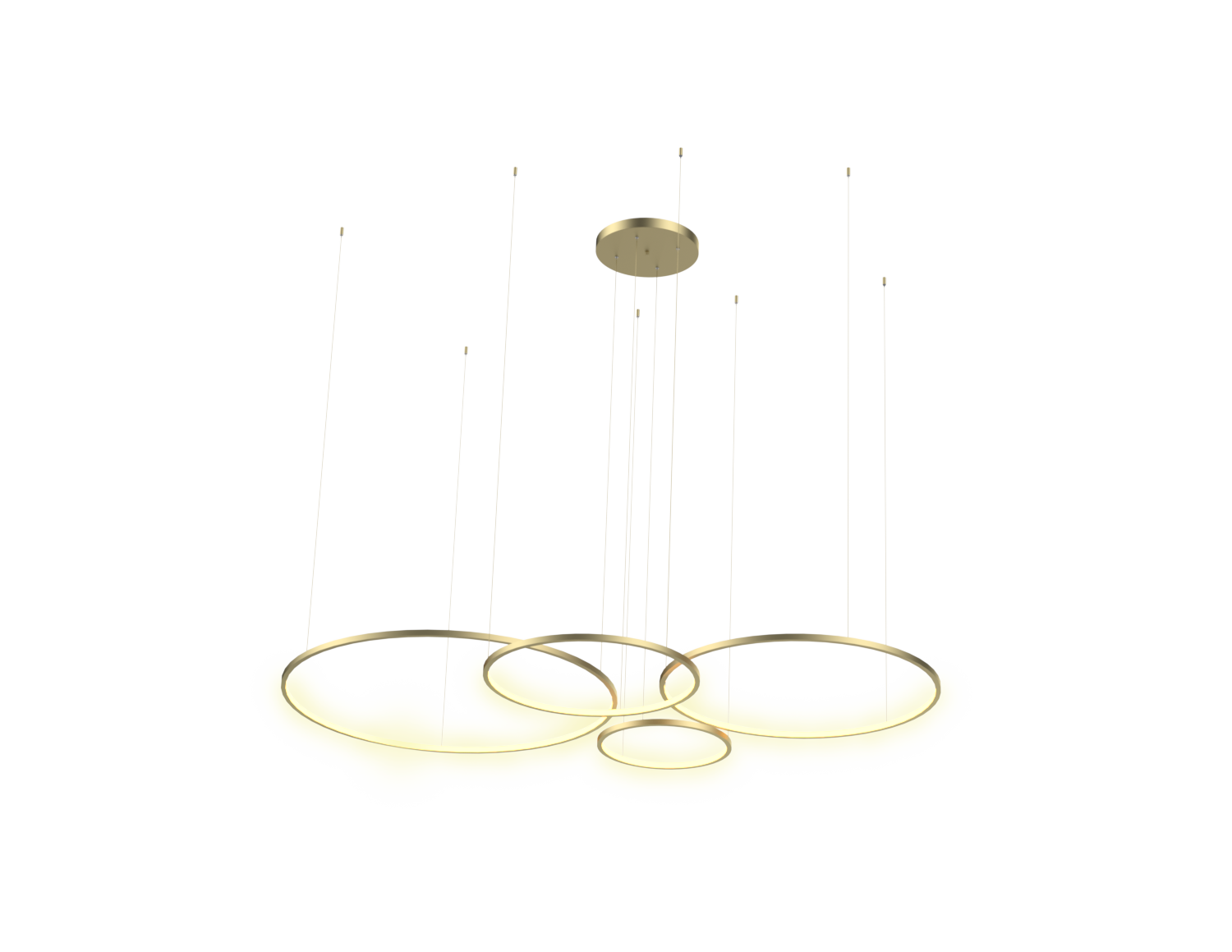 Lustre Pendente Anel de Led Losi 4 Argolas Aro em Alumínio 122W ...