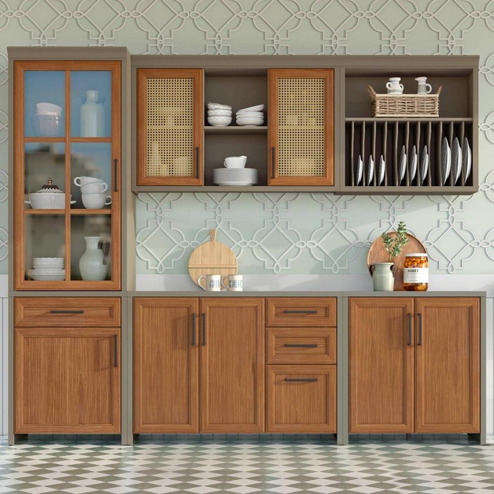 Cozinha Completa Nesher Camponesa 8 Portas 4 Gavetas 16 Prateleiras ...