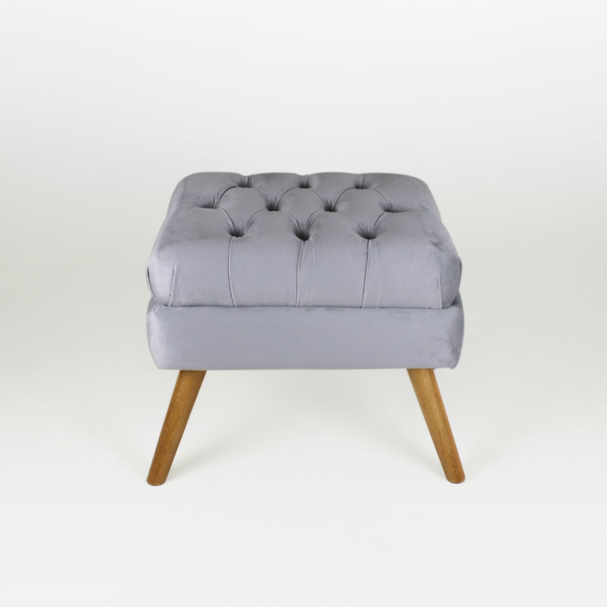 Puff de Veludo Apoio de Pés para Sala - Prata | MadeiraMadeira