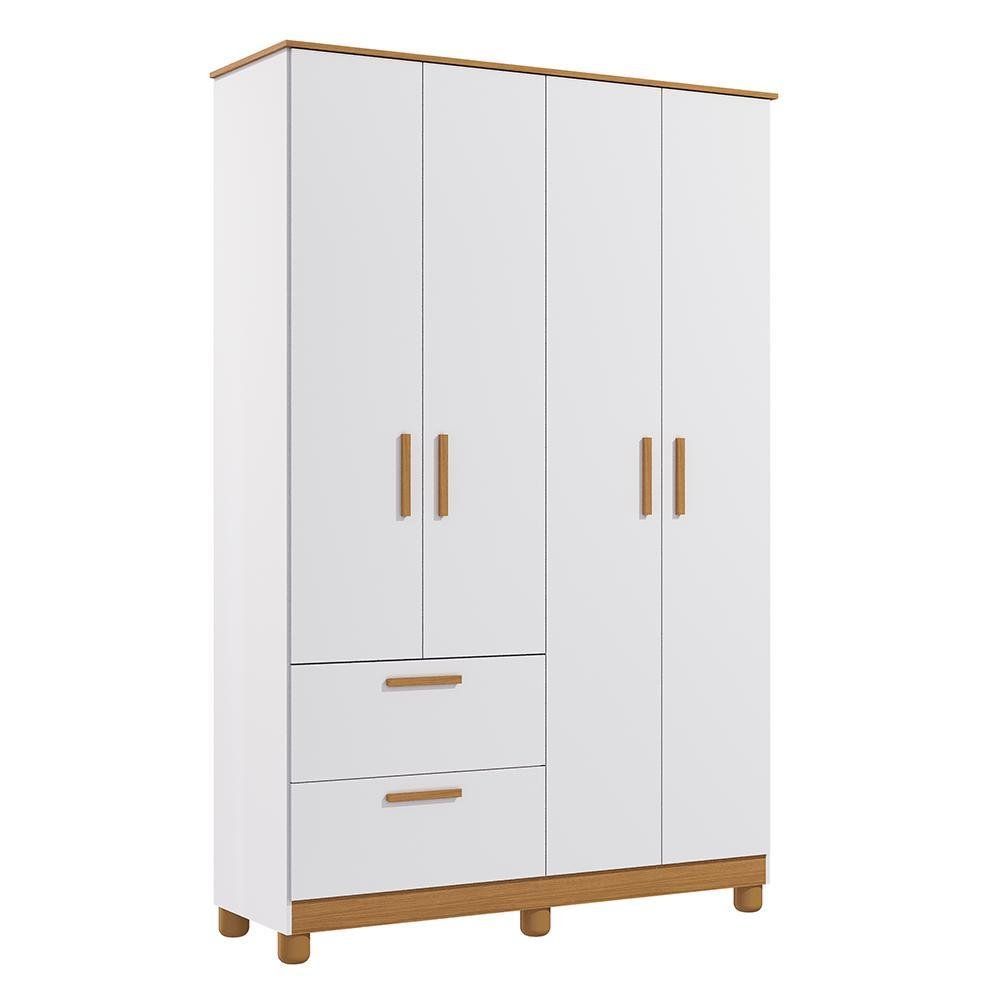 Guarda Roupa Infantil Jujuba 4 Portas e 2 Gavetas Nature/branco ...