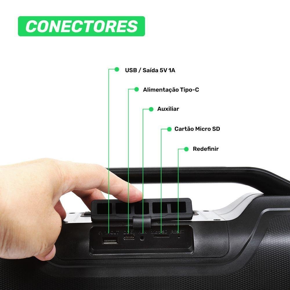 Caixa de Som Portátil Moobox Fun Bluetooth TWS Alcance 10 Metros Rádio ...