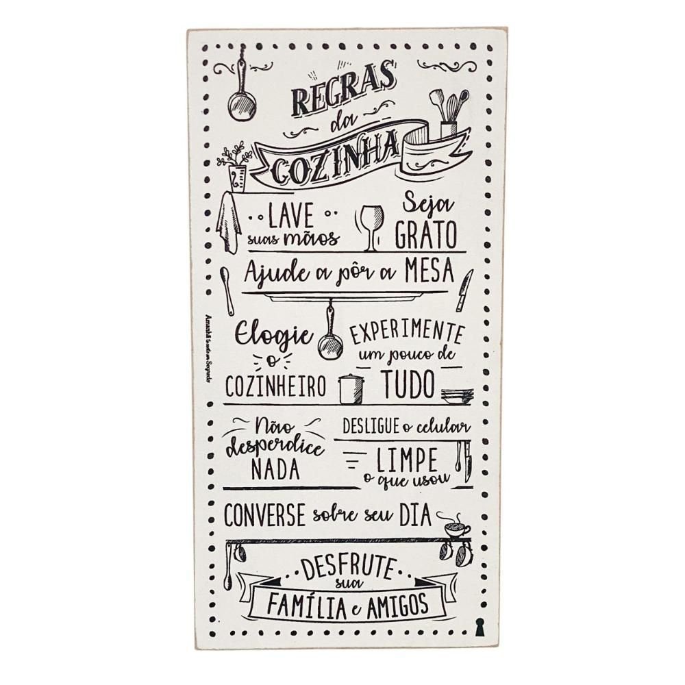 Quadro Box Regras da Cozinha em Mdf 15x30 | MadeiraMadeira