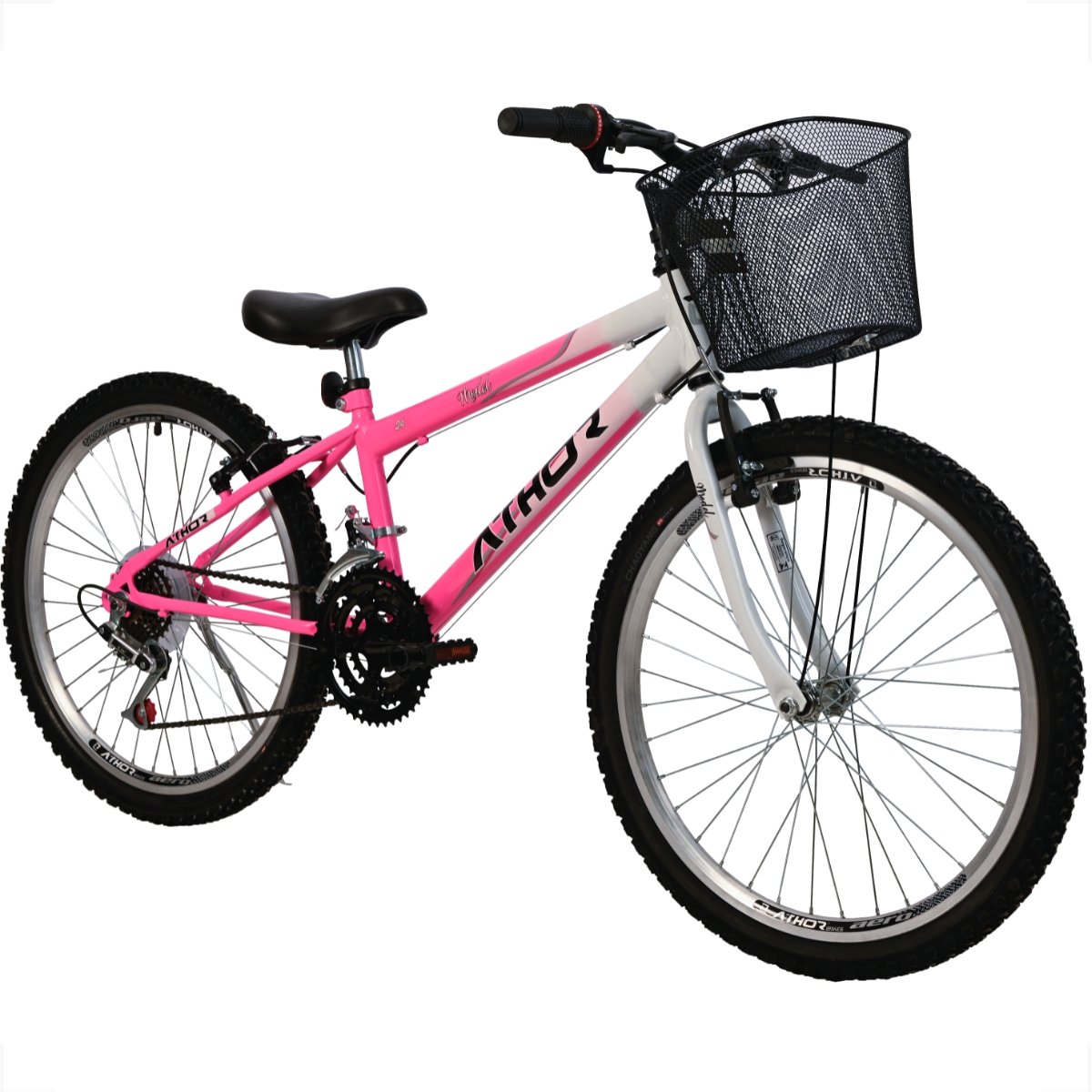 Bicicleta Aro 24 Feminina Athor Model 18 Marchas com Cesta | MadeiraMadeira
