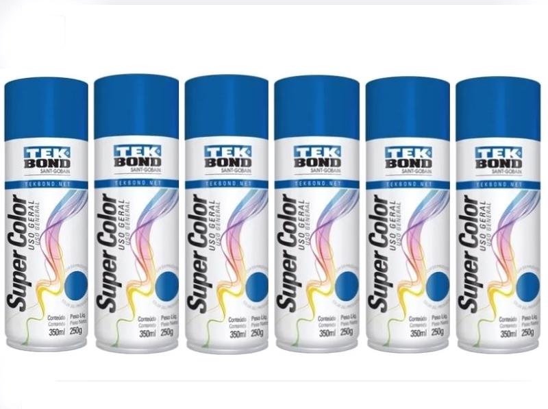 Kit 6 Tintas Spray Azul 350ml Tekbond | MadeiraMadeira
