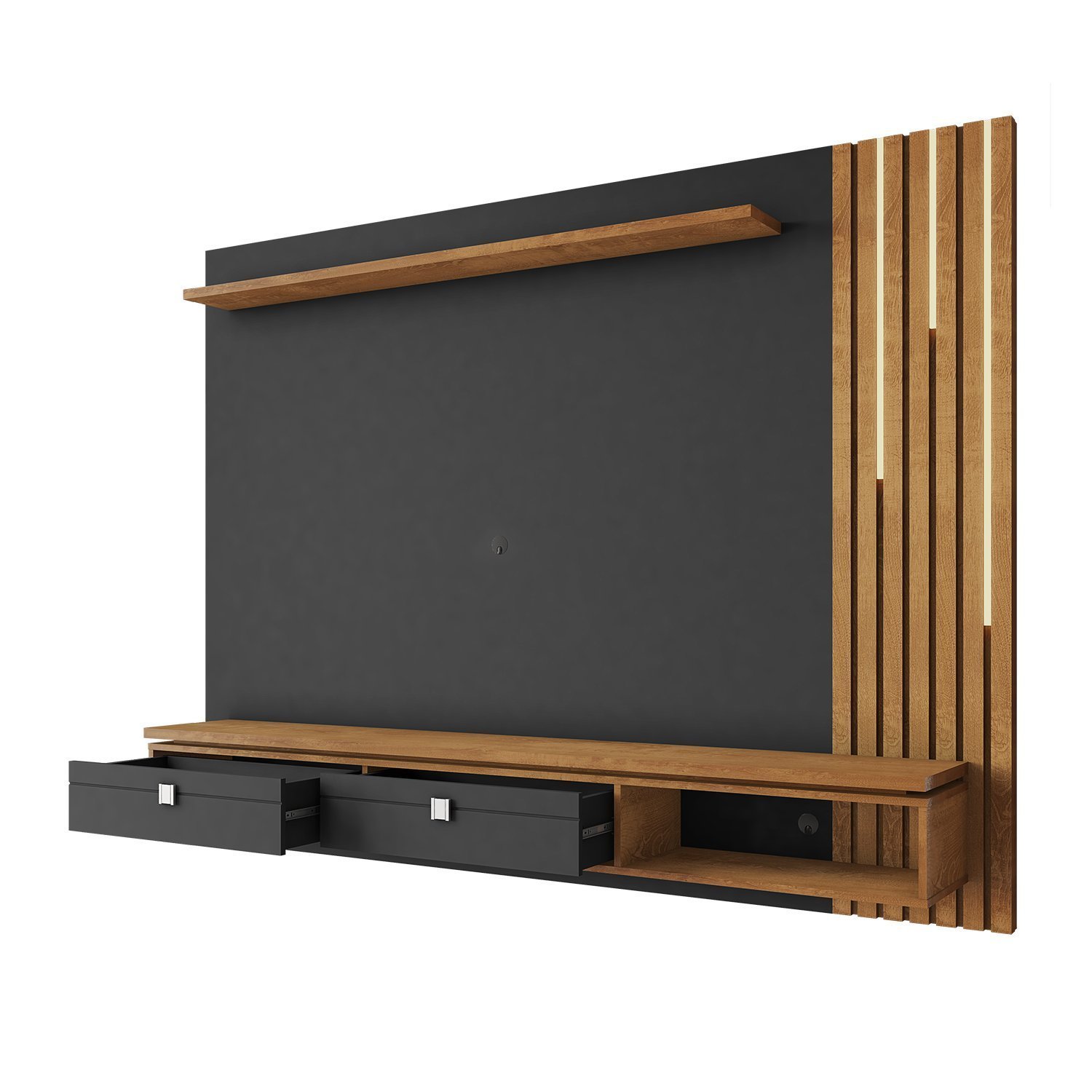 Painel Ripado Autêntico para TV até 80 Polegadas 2 Gavetas com Friso ...