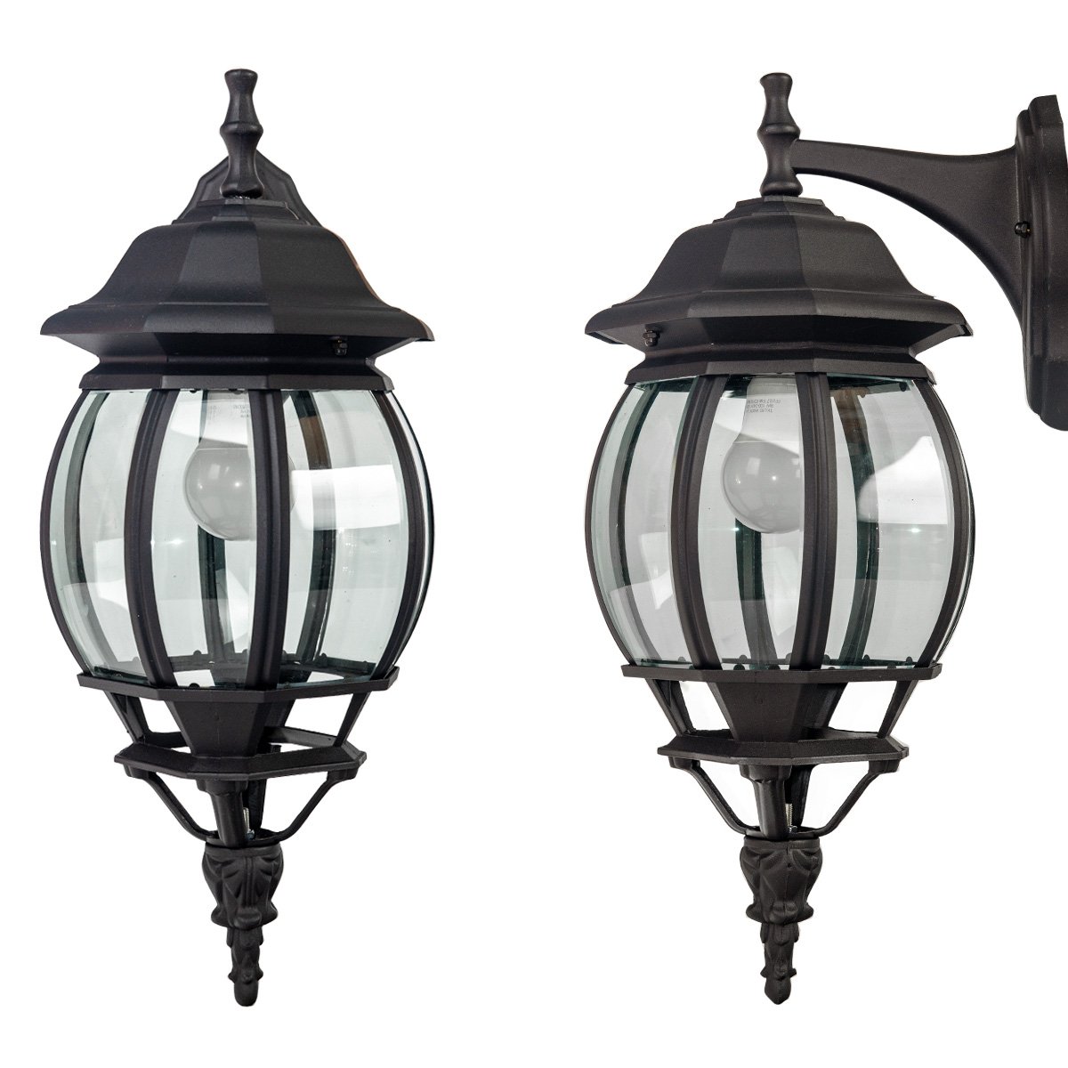 Arandela Colonial Decorativa Parede Vidro Metal Preta 50x20 ...