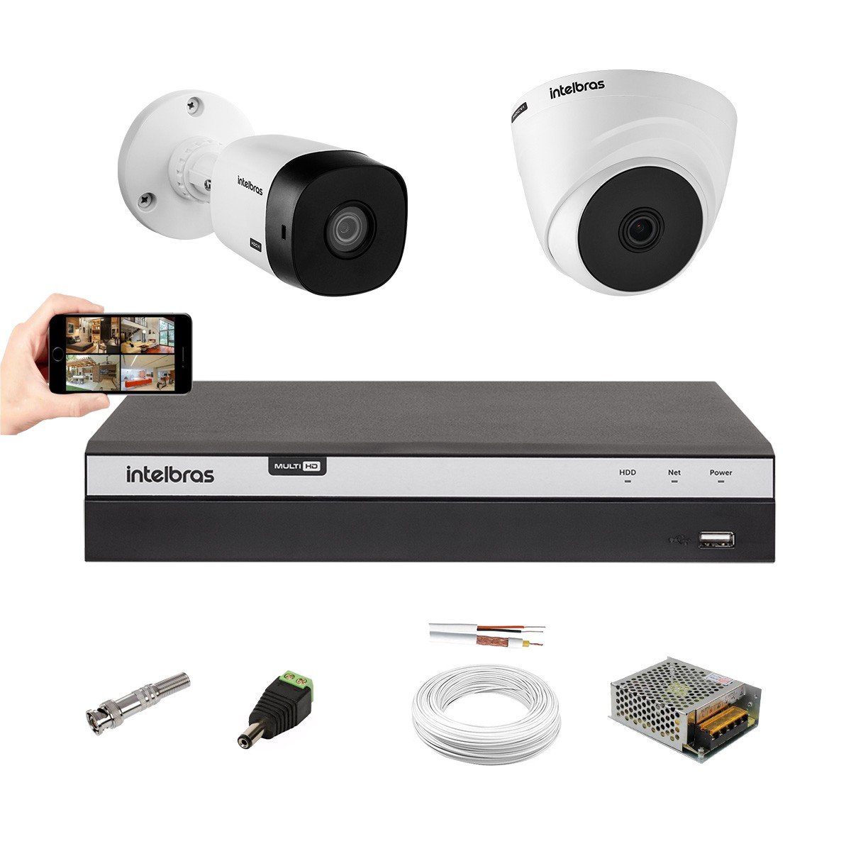 Kit Intelbras 1 VHL Câm 1220B +1 Câm 1220D Dvr 4 Canais 3104 | MadeiraMadeira