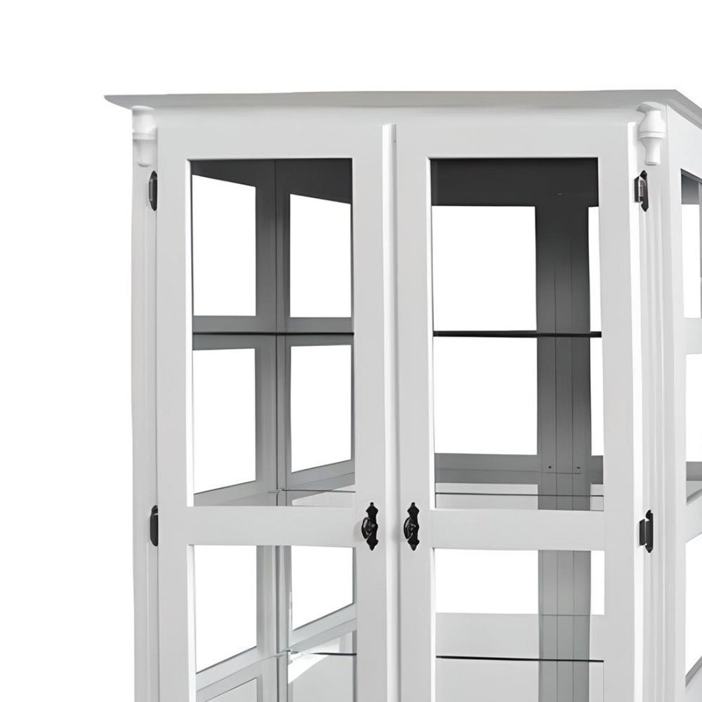 Cristaleira com Espelho 2 Portas 3 Prateleiras de Vidro 2 Gavetas Pés ...