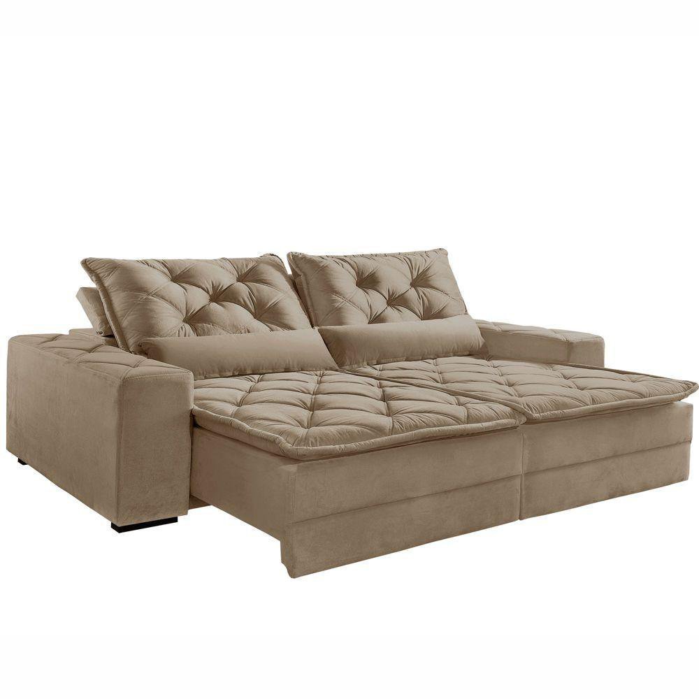 Sofá Lisboa 290cm Retrátil e Reclinável Capuccino | MadeiraMadeira