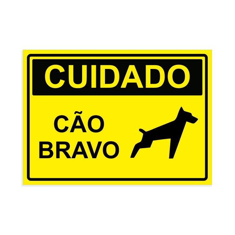 Placa de Sinalização Cuidado Cão Bravo | MadeiraMadeira
