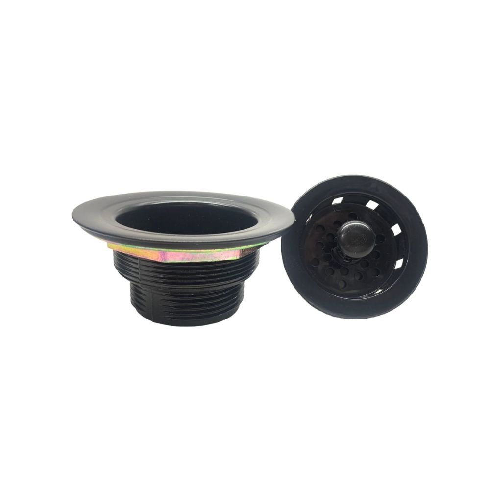 Válvula para Pia Americana 3.1/2 Metal Preto Fosco e Cesto ABS ...