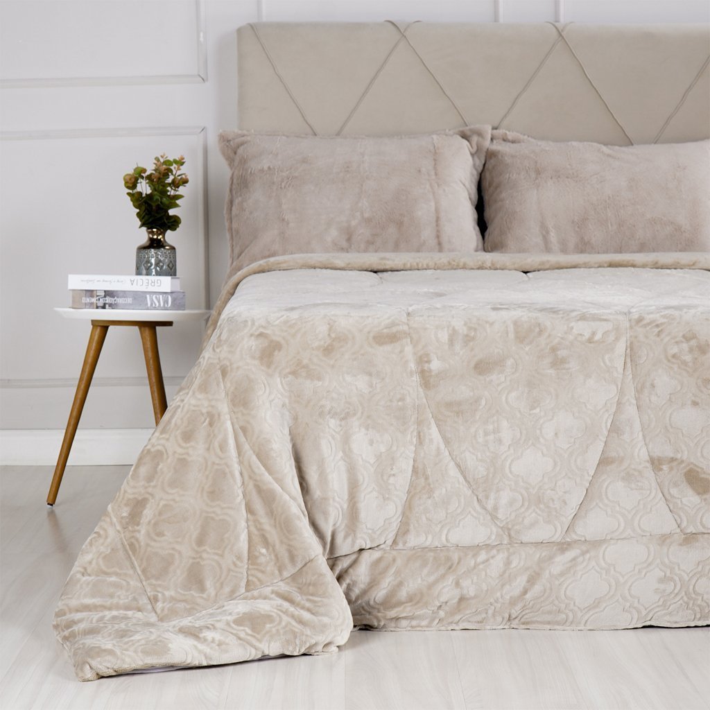 Edredom Queen Plush Sense New Dupla Face Toque Flannel Mocha ...