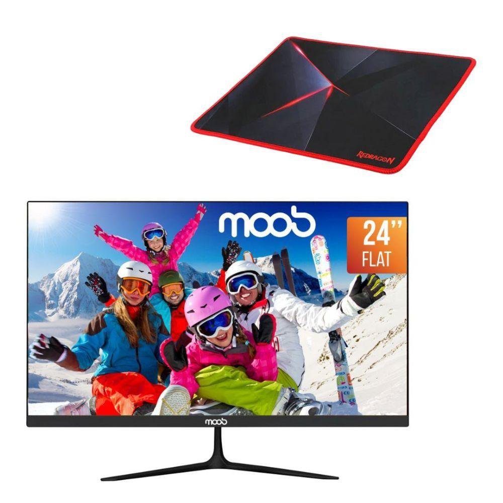 Monitor LED Moob Flat Preto Full HD Tela 24" HDMI Com Mousepad Gamer ...