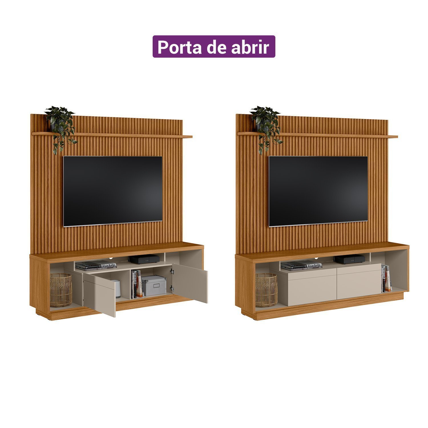 Rack com Painel para TV até 75 Polegadas Ripado Cronos Genova Yescasa | MadeiraMadeira