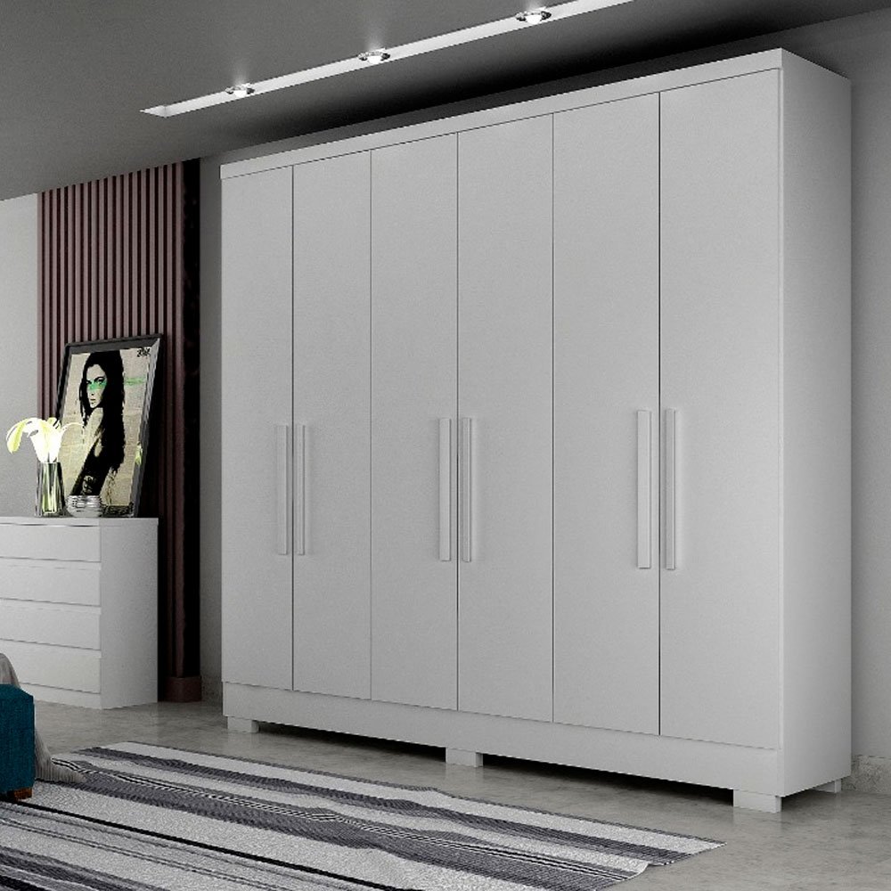 Guarda Roupa Casal 6 Portas 4 Gavetas Milly Novo Horizonte Branco ...