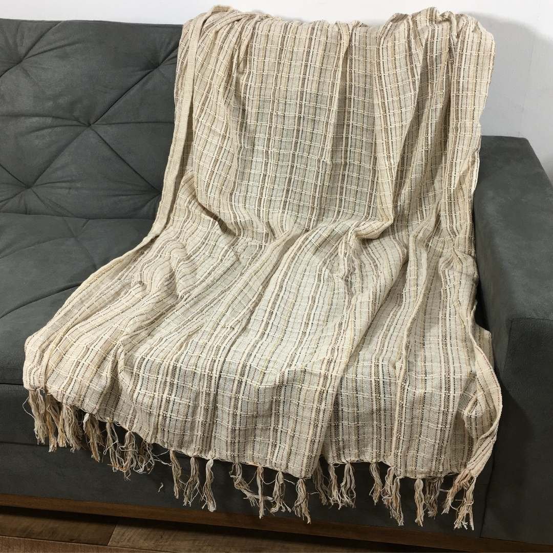 Manta para Sofá Isabela 1,40m x 1,80m Mescla Cru CIA E ARTE 33124 ...