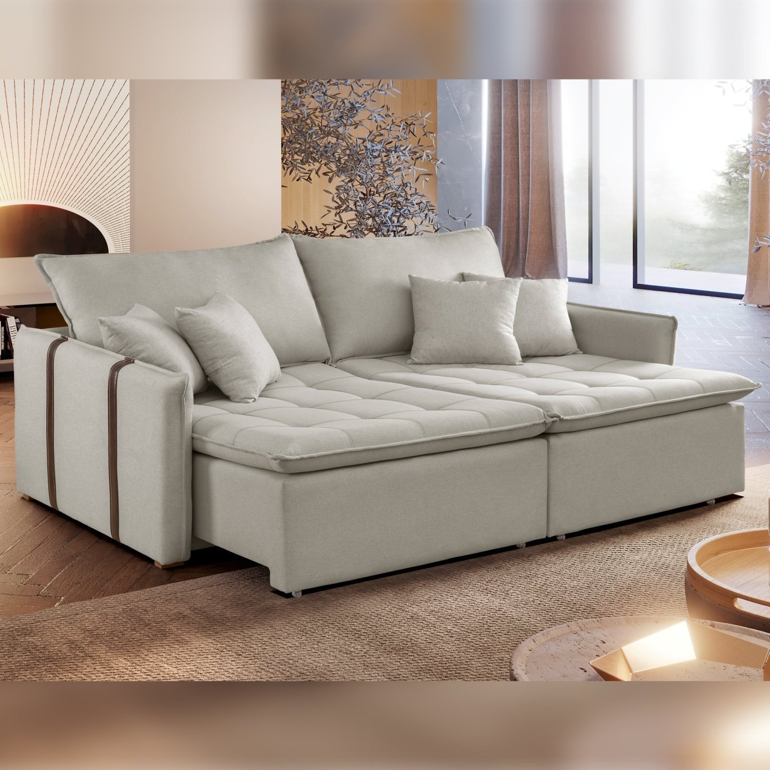 Sofa Cama Retratil e Reclinavel 220cm Detroid Yescasa | MadeiraMadeira