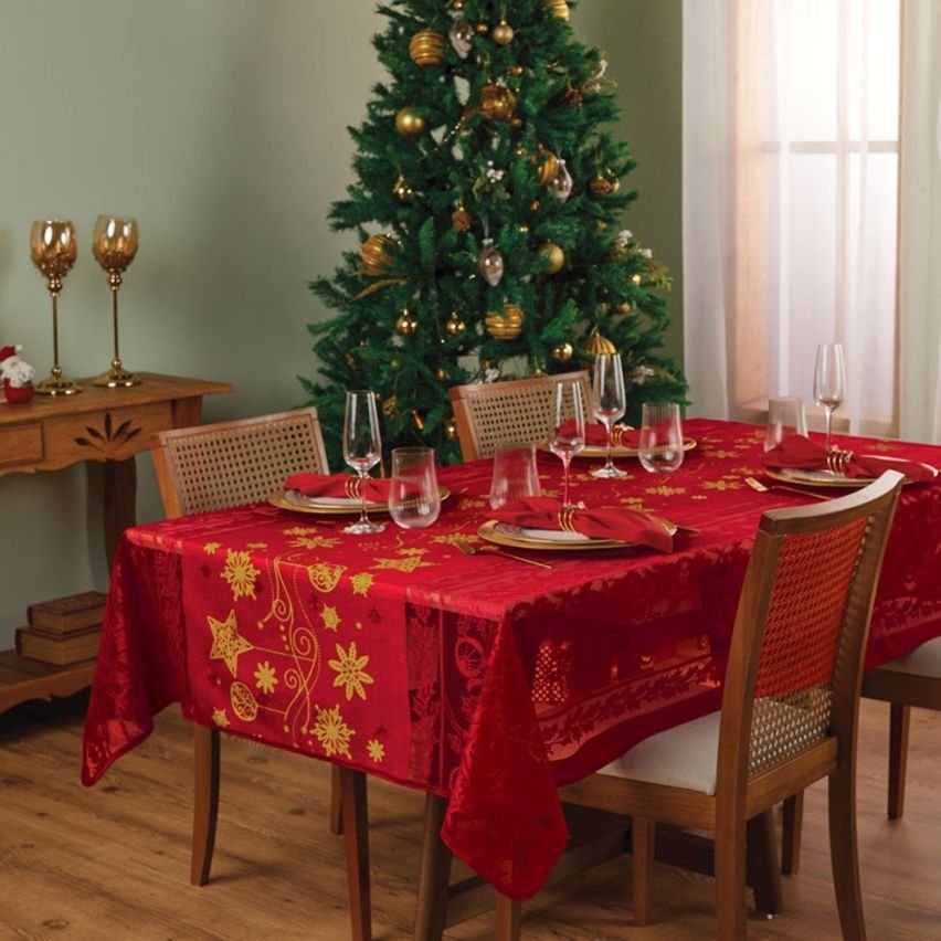 Toalha de Mesa Retangular 8 Lugares Coleção Natal Renda - Lepper ...