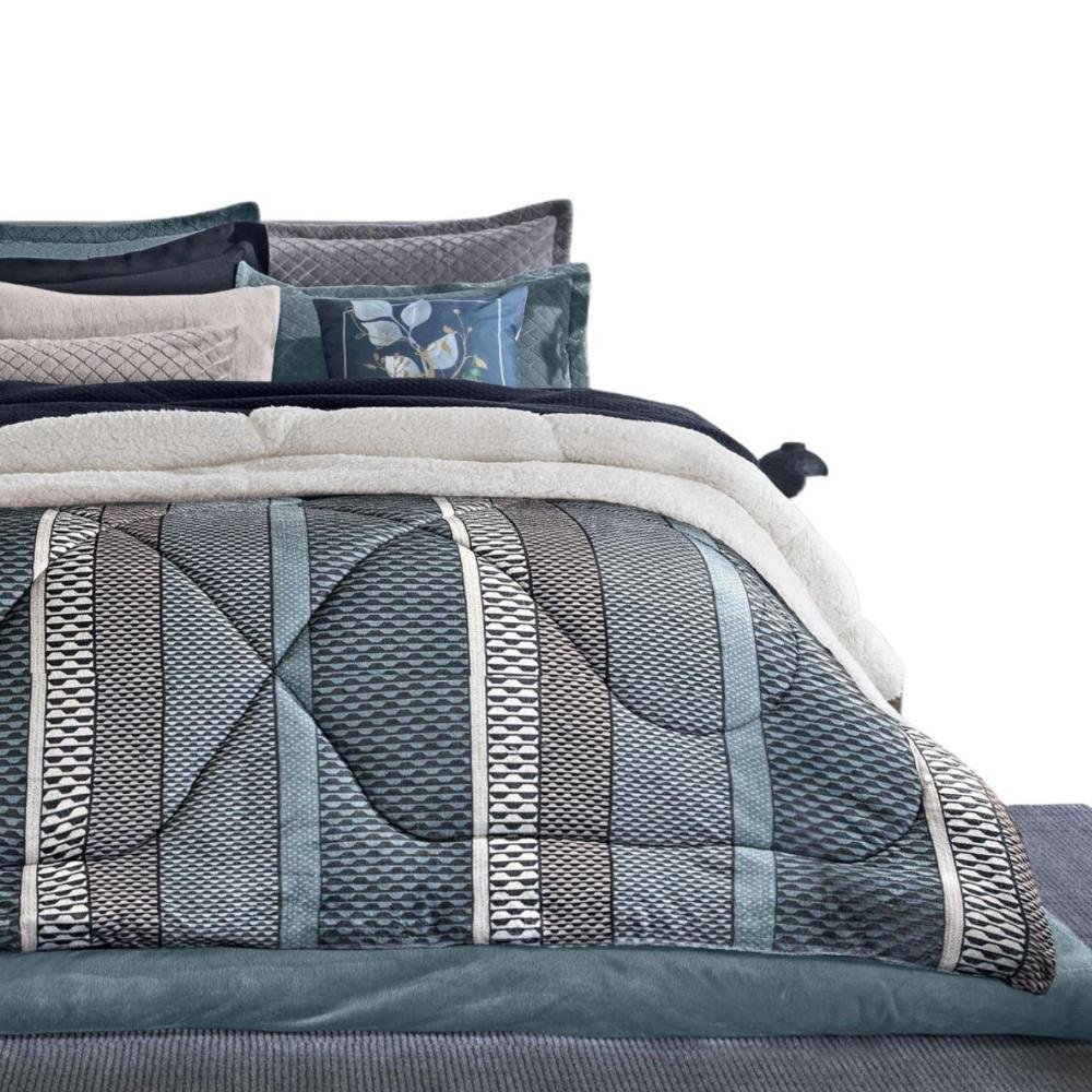 Edredom Plush Sherpa Estampado king Cor:Bristol | MadeiraMadeira