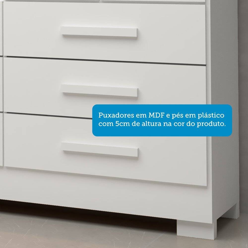 Guarda Roupa Casal 178,80cm 6 Portas 9 Gavetas Capelinha com Espelho 100% Mdf Débora ...