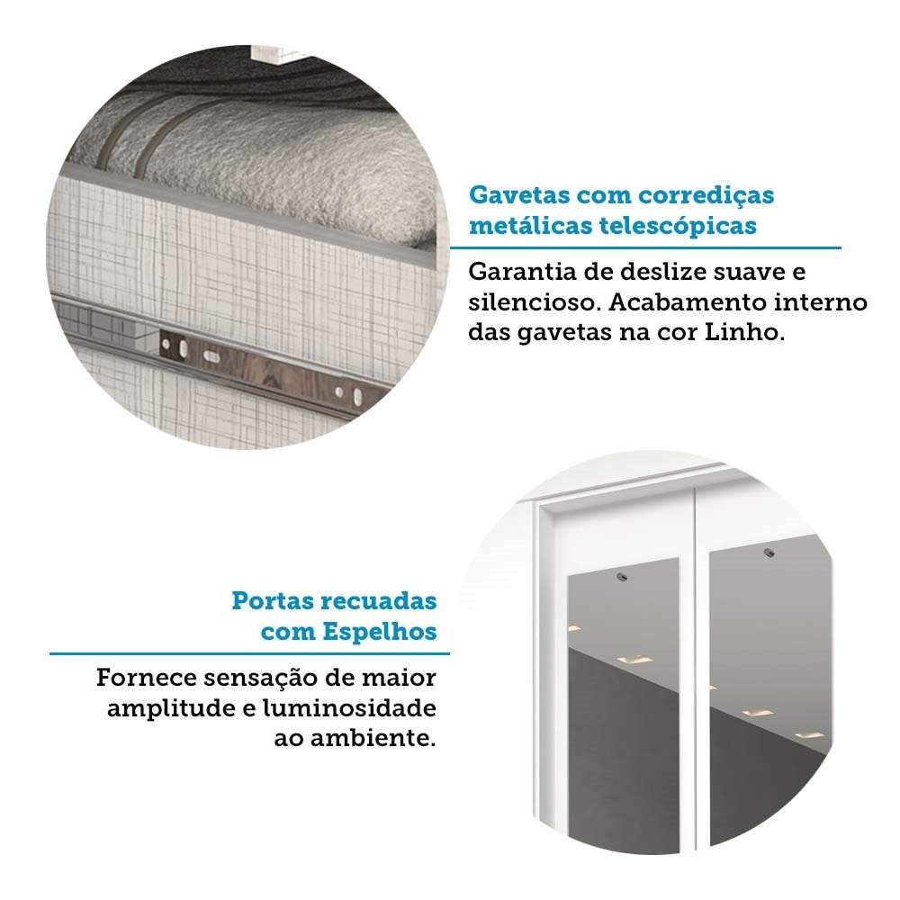 Guarda Roupa Casal 178,80cm 6 Portas 9 Gavetas Capelinha com Espelho 100% Mdf Débora ...