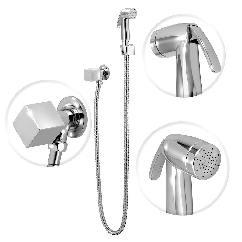 Ducha Higiênica Intima Luxo Quadrado Cromado 1/4 Volta | MadeiraMadeira