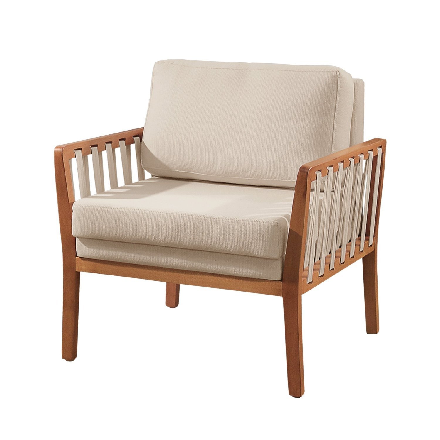 Poltrona Braço de Madeira com Detalhes em Tiras Luna | MadeiraMadeira