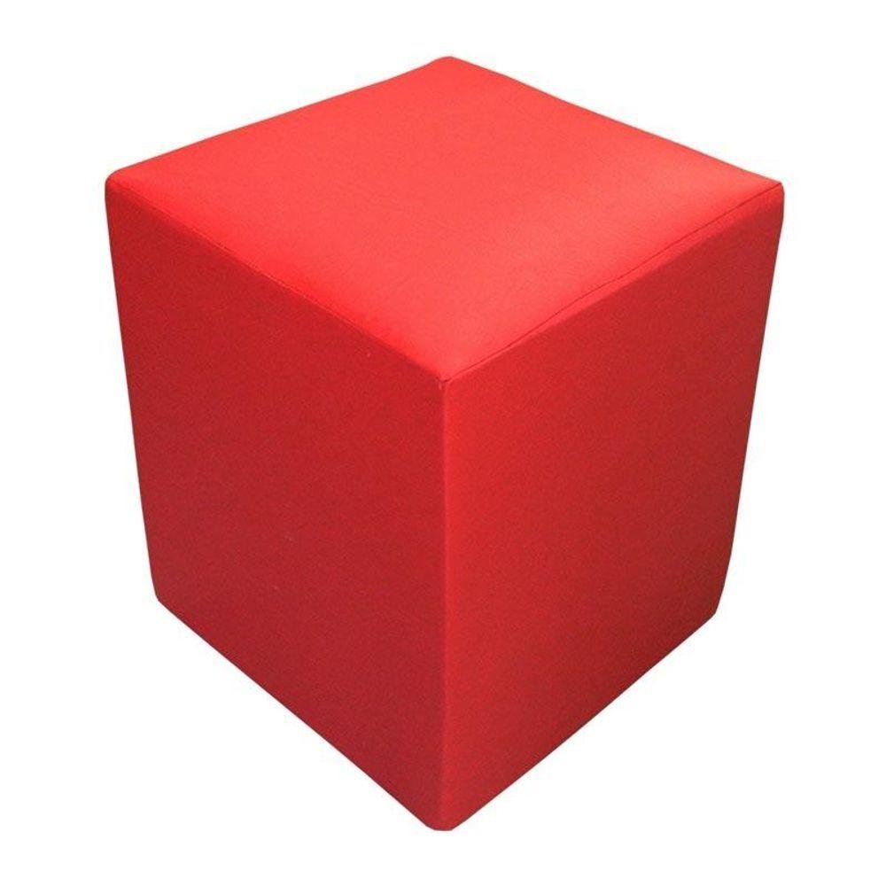 Mini Puff Pop Quadrado em Couro Sintético Tecido:vermelho | MadeiraMadeira